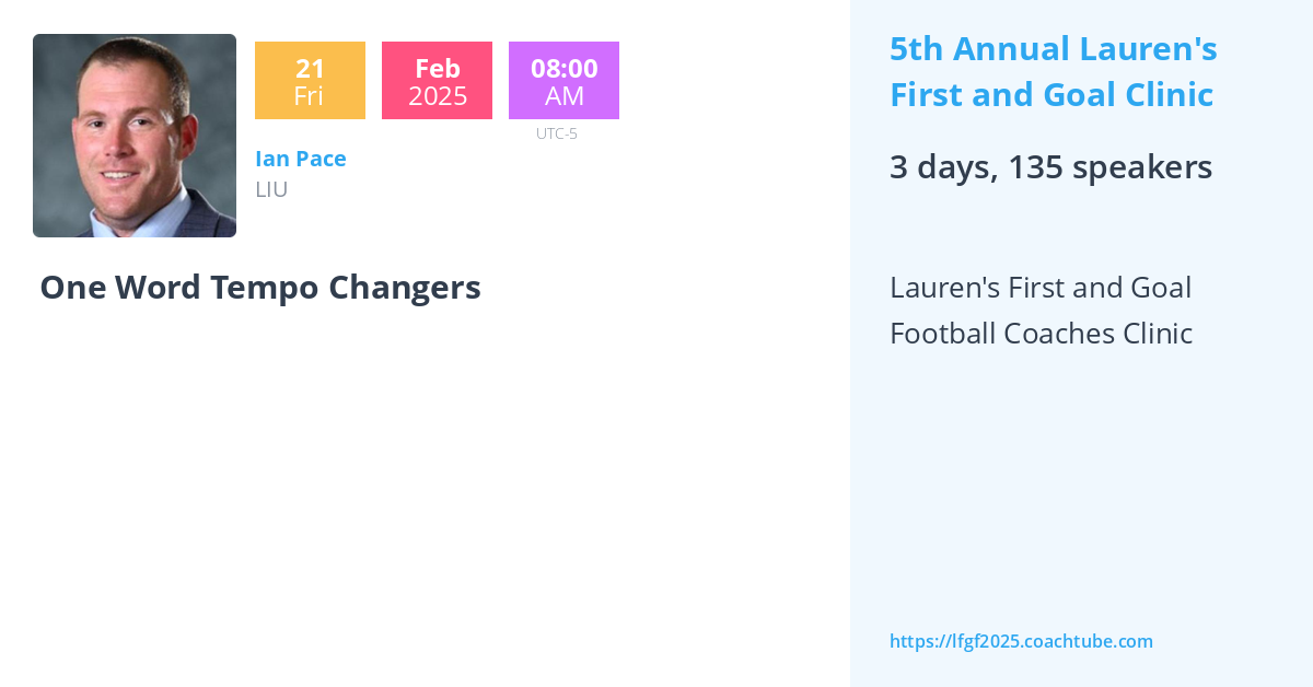 Ian Pace - 5th Annual Lauren's First and Goal Clinic