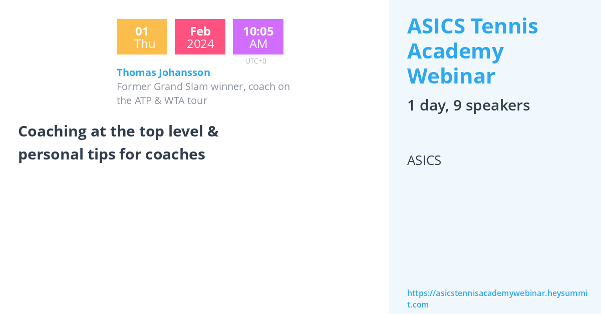 Thomas Johansson - ASICS Tennis Academy Webinar