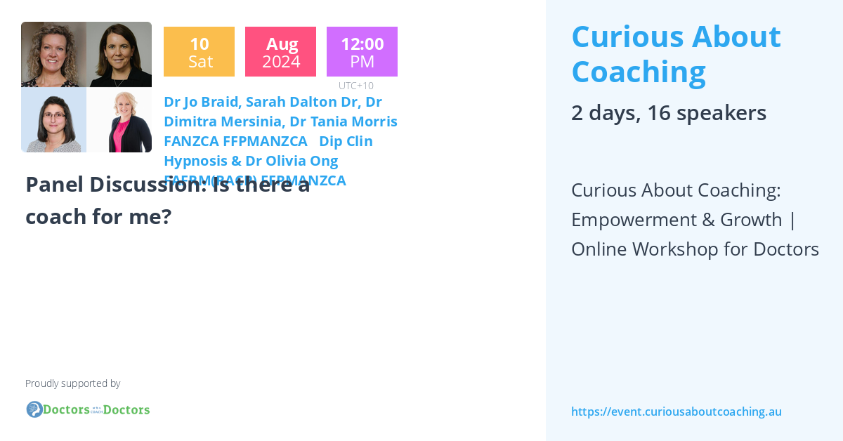 Dr Tania Morris FANZCA FFPMANZCA Dip Clin Hypnosis - Curious About Coaching