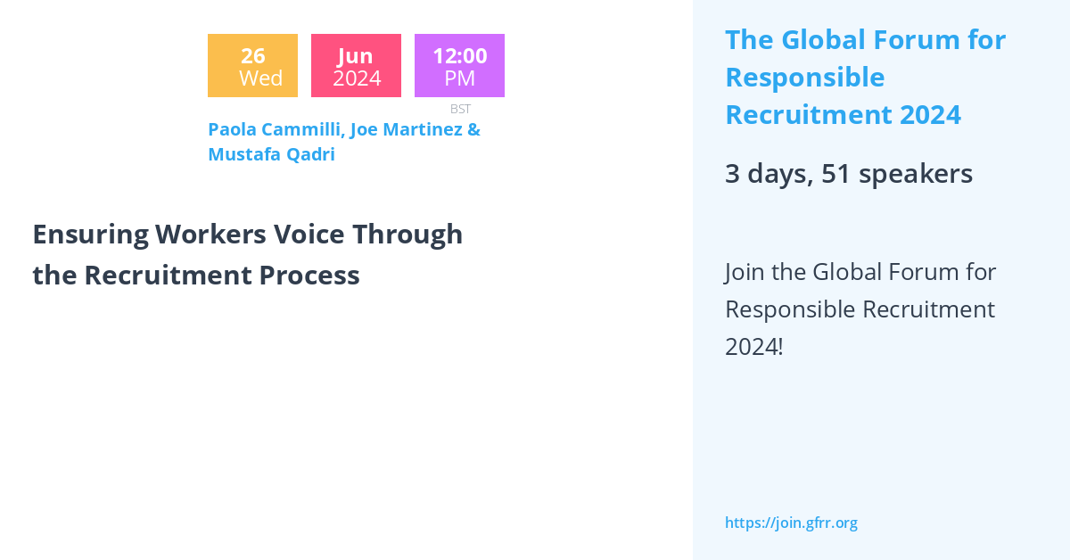 Mustafa Qadri - The Global Forum for Responsible Recruitment 2024