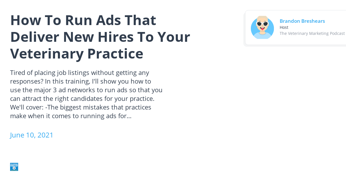 Schedule - How To Run Ads That Deliver New Hires To Your Veterinary ...
