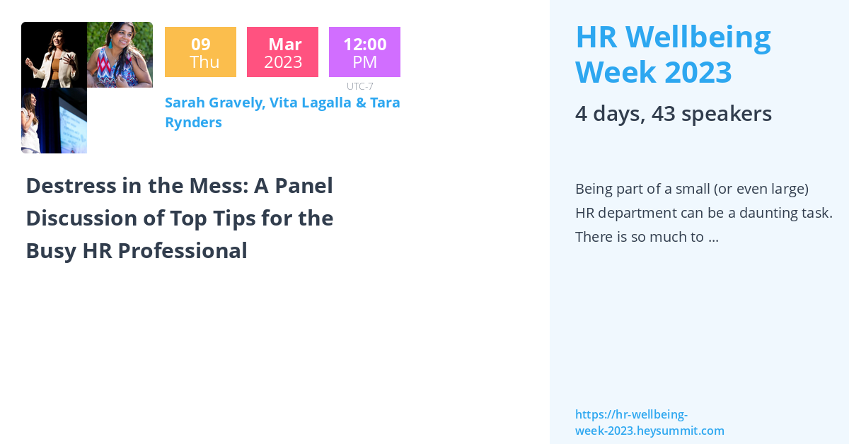 Tara Rynders - HR Wellbeing Week 2023 by Reach Your Ultimate Potential ...