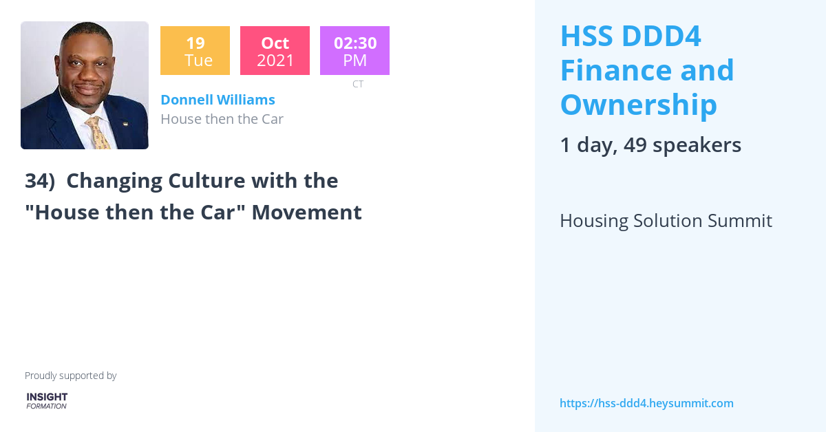 Donnell Williams - HSS DDD4 Finance and Ownership