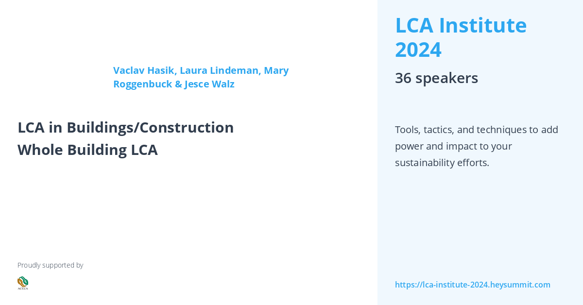 LCA in Buildings/Construction Whole Building LCA