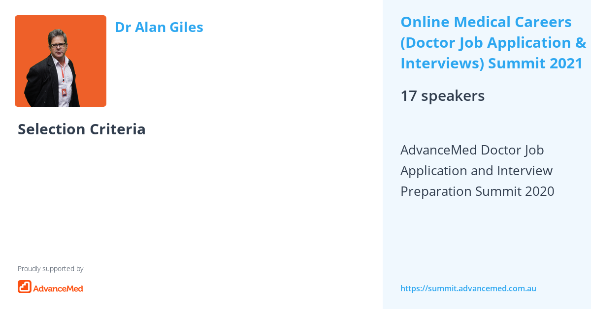 Dr Alan Giles - Doctor Job Summit 2021