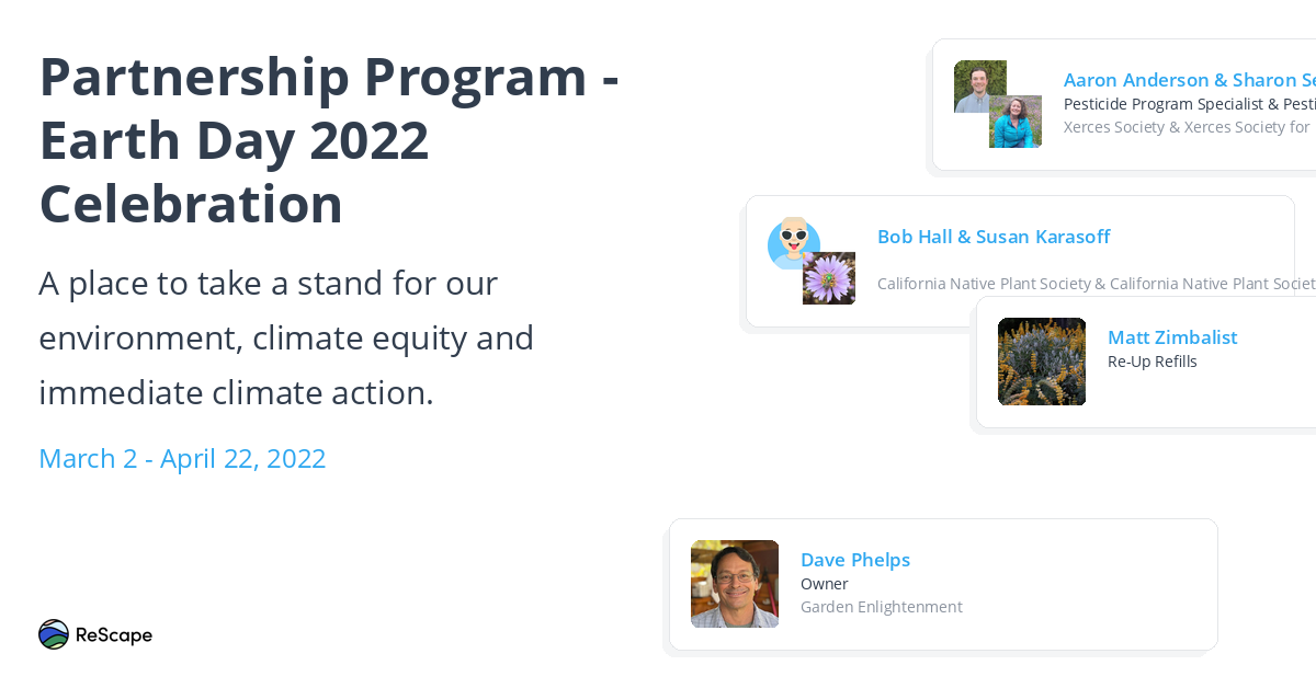 Speakers - Partnership Program - Earth Day 2022 Celebration by Rescape