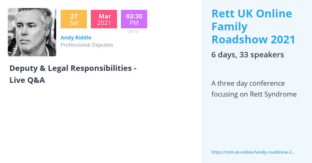 Andy Riddle - Rett UK Online Family Roadshow 2021 by Rett UK