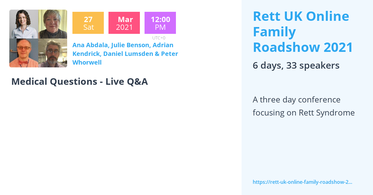 Daniel Lumsden - Rett UK Online Family Roadshow 2021