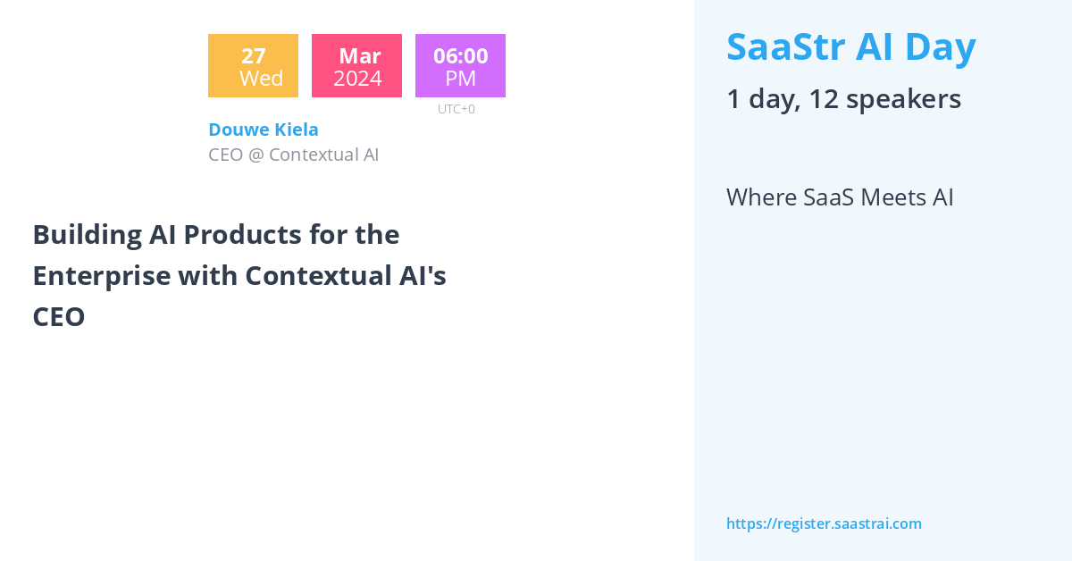 Douwe Kiela - SaaStr AI Day