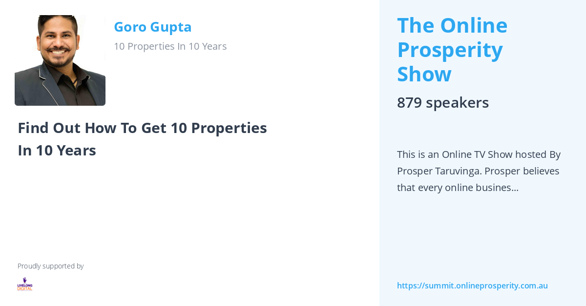 Goro Gupta - Online Prosperity Show by Livelong Digital