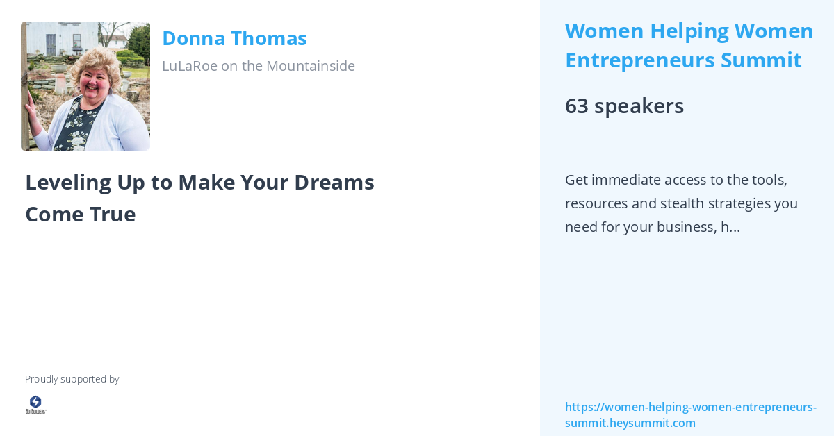 Donna Thomas - Women Helping Women Entrepreneurs Summit