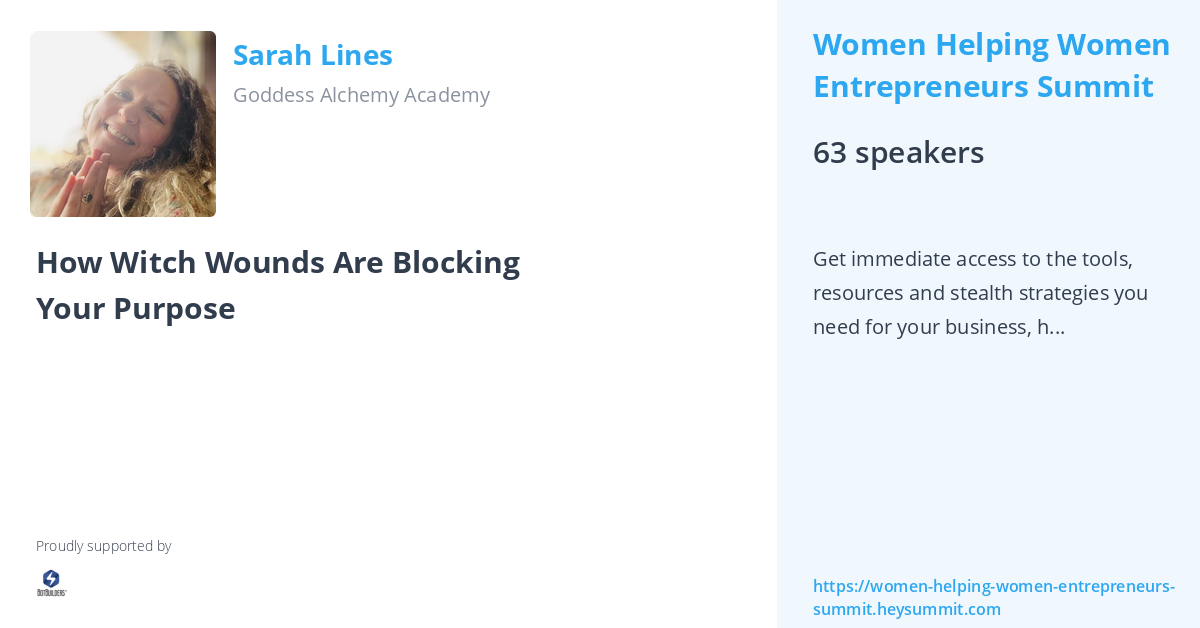 Sarah Lines - Women Helping Women Entrepreneurs Summit