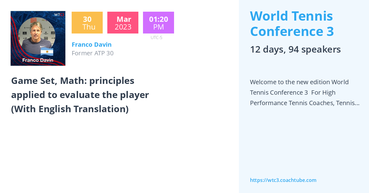 Game Set, Math: principles applied to evaluate the player (With English Translation) - World ...