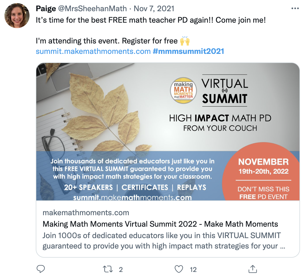 2022 Make Math Moments Virtual Summit by Make Math Moments