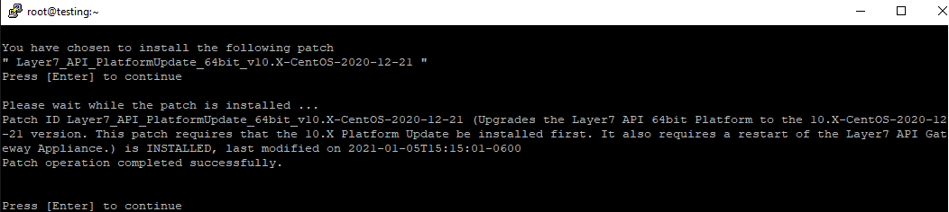 Recent Dec 2020 Platform Patch on 10.x failed to install | Layer7 API Management