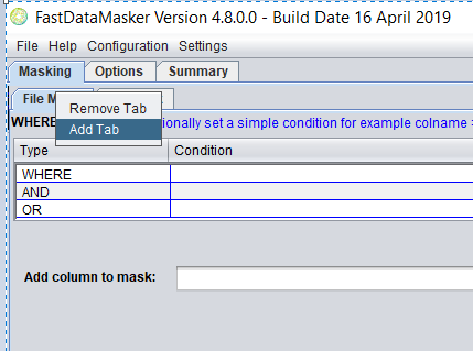 And/Or condition in WHERE Clause for File Masking(FDM) | Test Data Manager