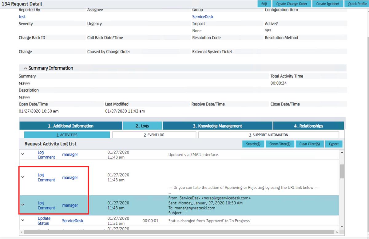 How to change the status of ticket via email | CA Service Management