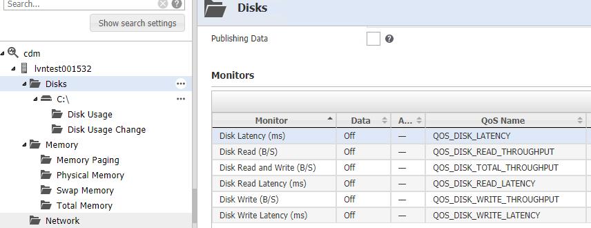 add CDM QOS for network and disk metrics | DX Unified Infrastructure Management