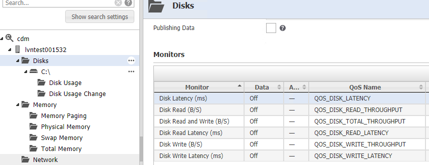 add CDM QOS for network and disk metrics | DX Unified Infrastructure Management