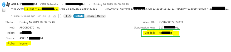 Not working alarm enrichment (NAS) | DX Unified Infrastructure Management
