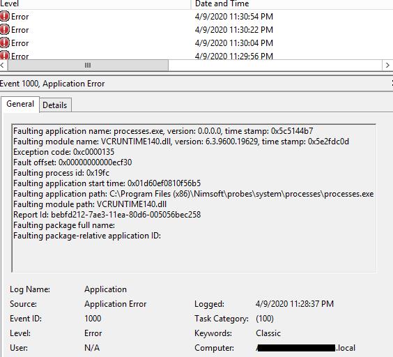 Faulting application name: in robot_update and probes. | DX Unified Infrastructure Management