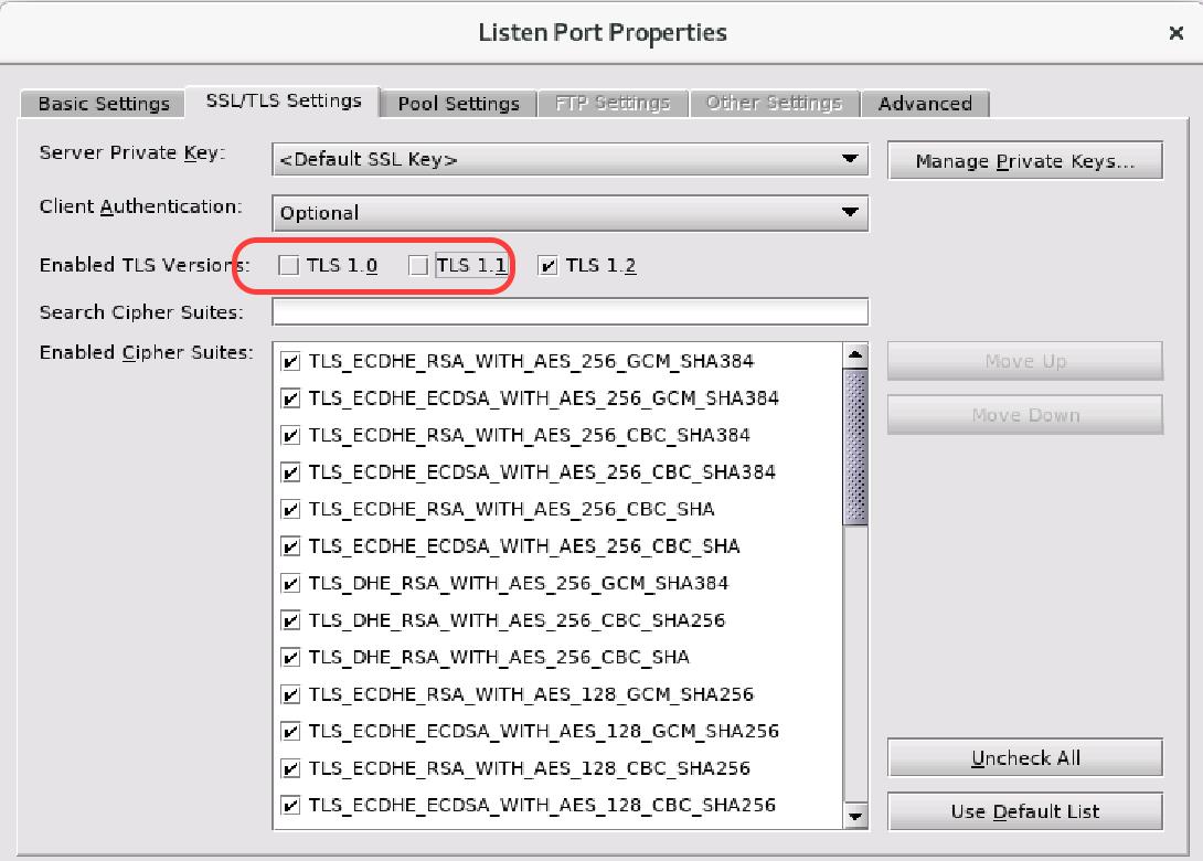 How to disable TLS1.0 & 1.1 in layer 7 API Gateway 9.4 | Layer7 API Management