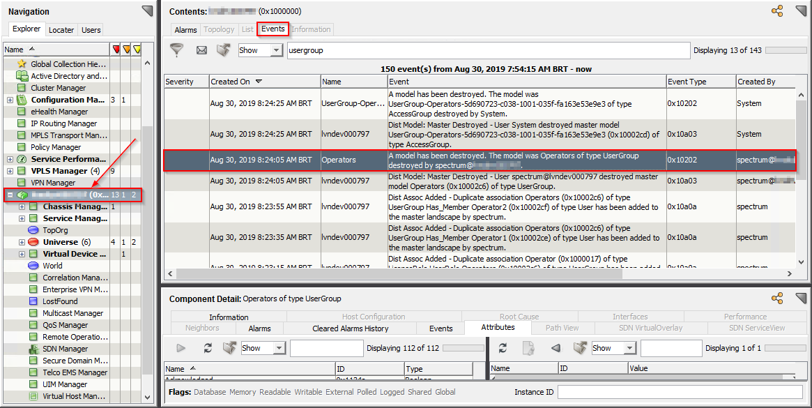 how to find out which user group is deleted in spectrum console. which log it will give this ...