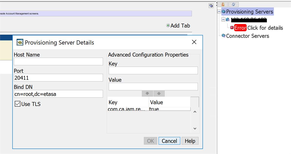Error Connecting to Provisioning Server | Symantec IGA