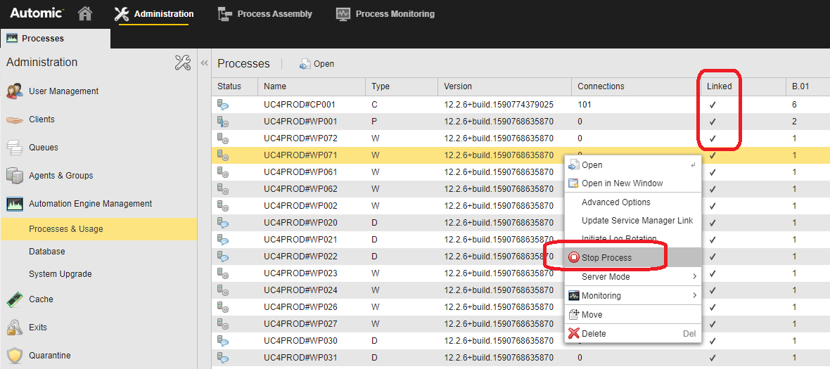 Configuring service manager details for AE server processes | Automic Workload Automation
