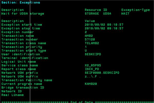 CICS STorage UDSA WAIT | SYSVIEW Performance Management