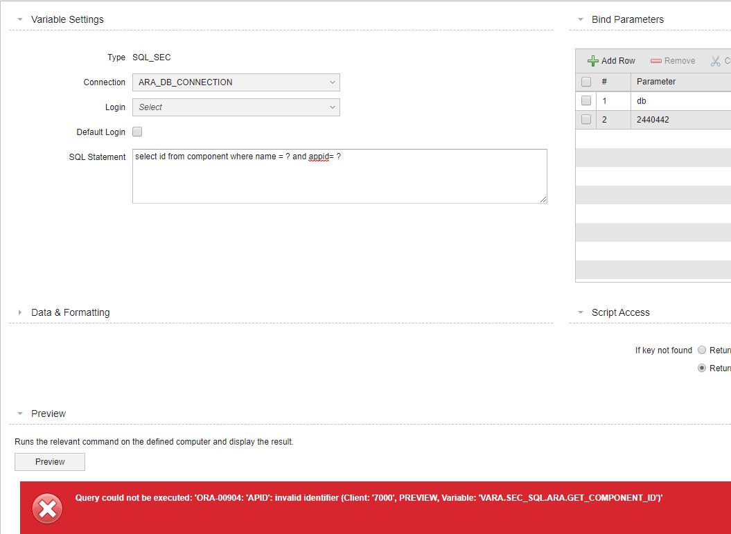 SQL Variables do not bind numbers or variables storing numbers | Automic Continuous Delivery ...