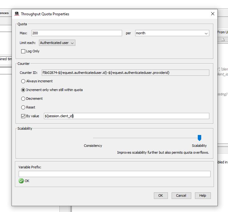 Apply Throughtput Quota over oAuth client_id | Layer7 API Management