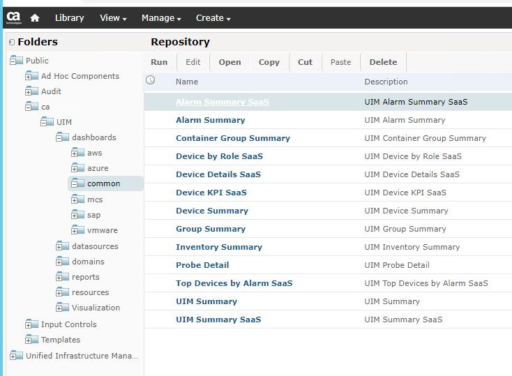 CABI dashboards on UMP and OC | DX Unified Infrastructure Management