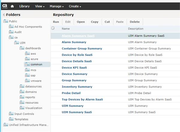 CABI dashboards on UMP and OC | DX Unified Infrastructure Management