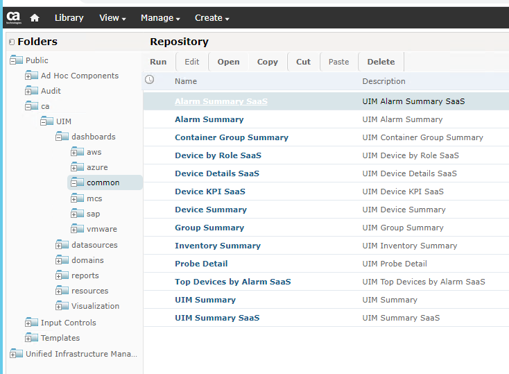 CABI dashboards on UMP and OC | DX Unified Infrastructure Management