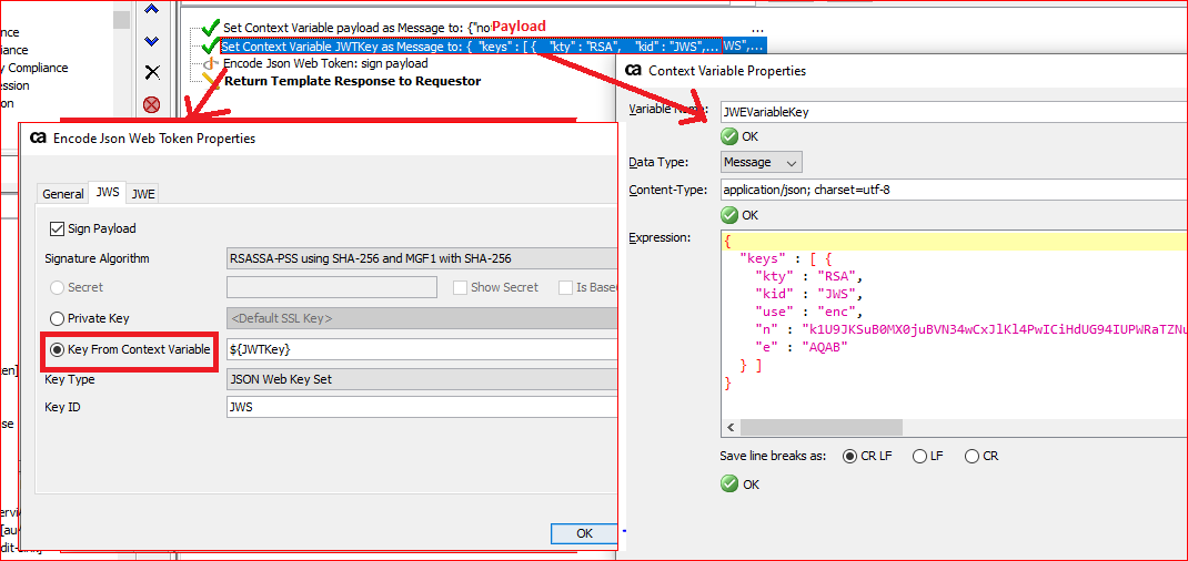 Create JWT with Key From Context Variable | Layer7 API Management