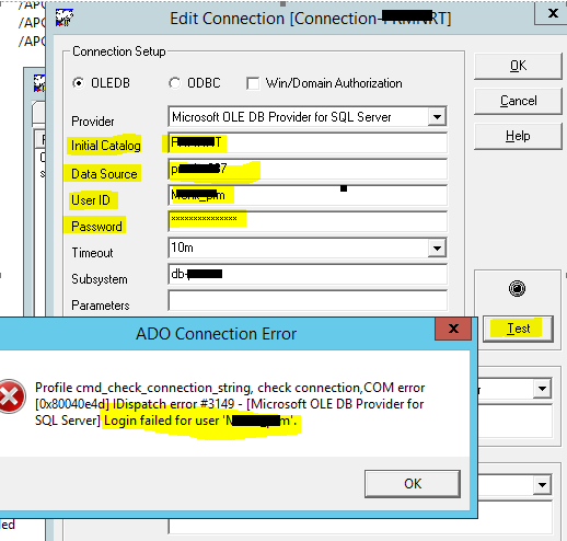 Profile cmd_check_connection_string, check connection, COM error [0x80040e4d] | DX Unified ...