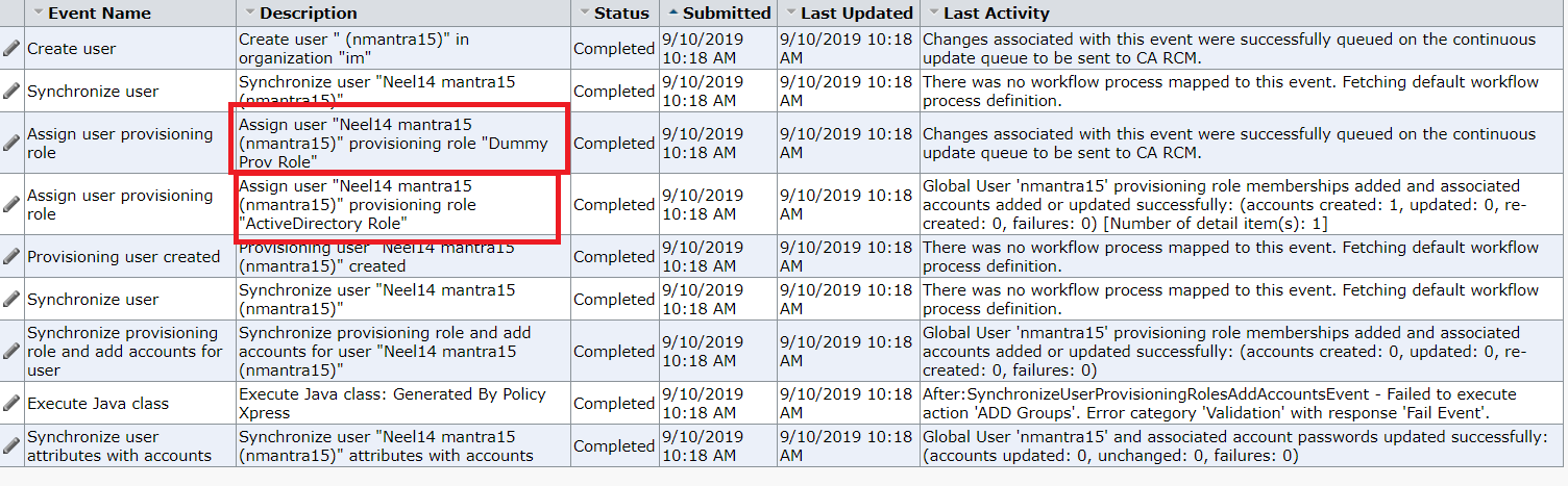 Workflow for create user event | Symantec IGA