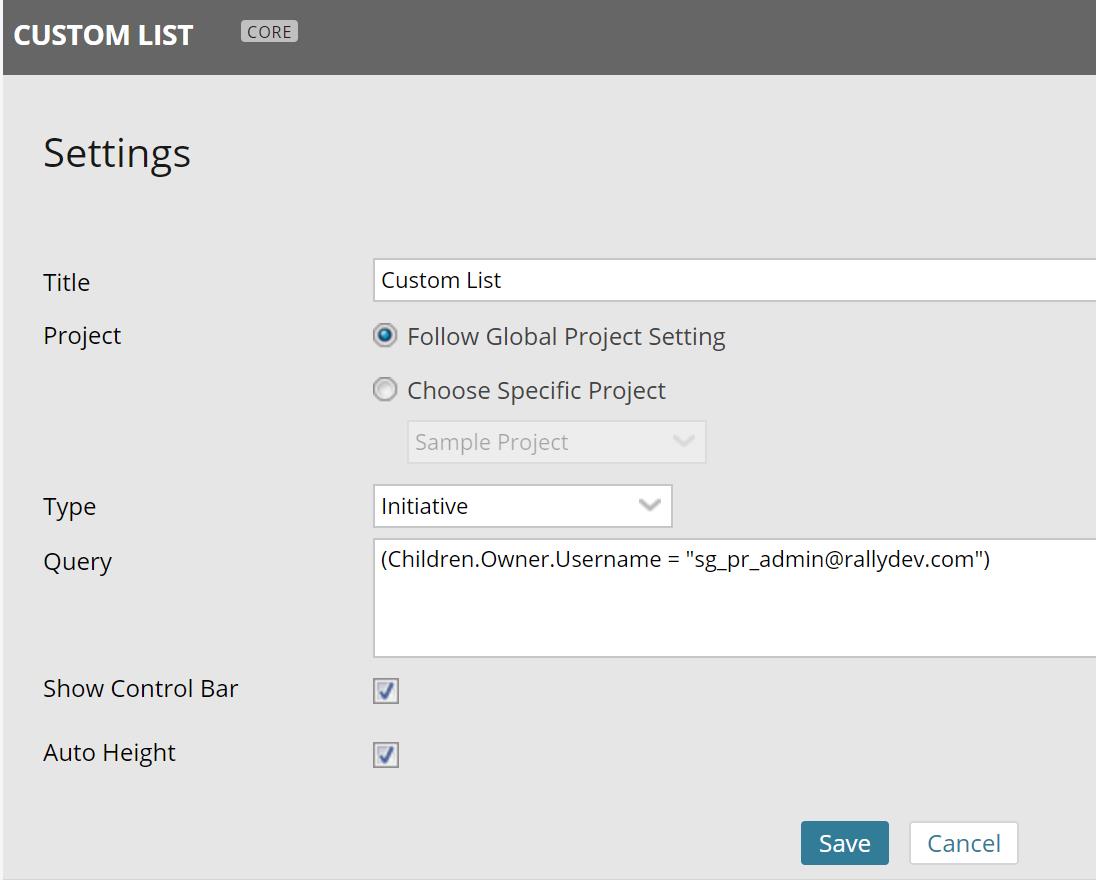 Views or Custom List Query Help Please | Rally Software
