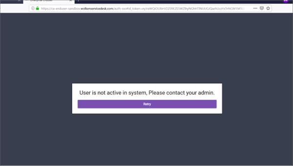 Support Portal - User is not active in system, please contact your ...