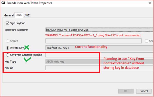 Create JWT with Key From Context Variable | Layer7 API Management