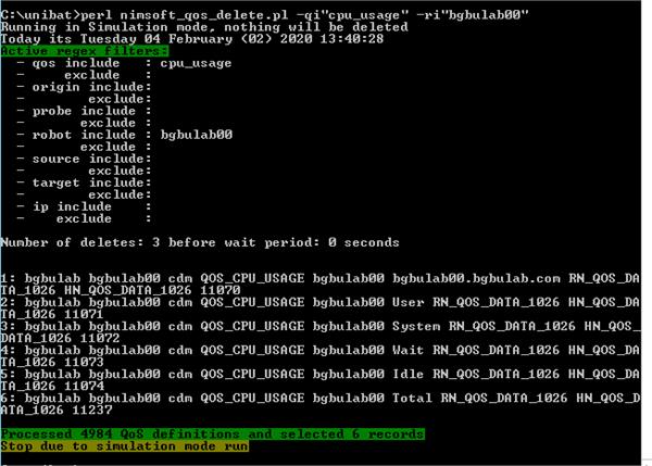 Delete QoS metrics via command line tool (version 1.9.3) | DX Unified Infrastructure Management