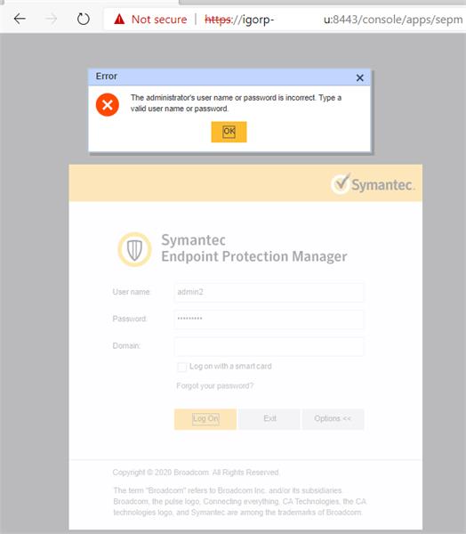 SEPM user fails to login to Web Console | Endpoint Protection