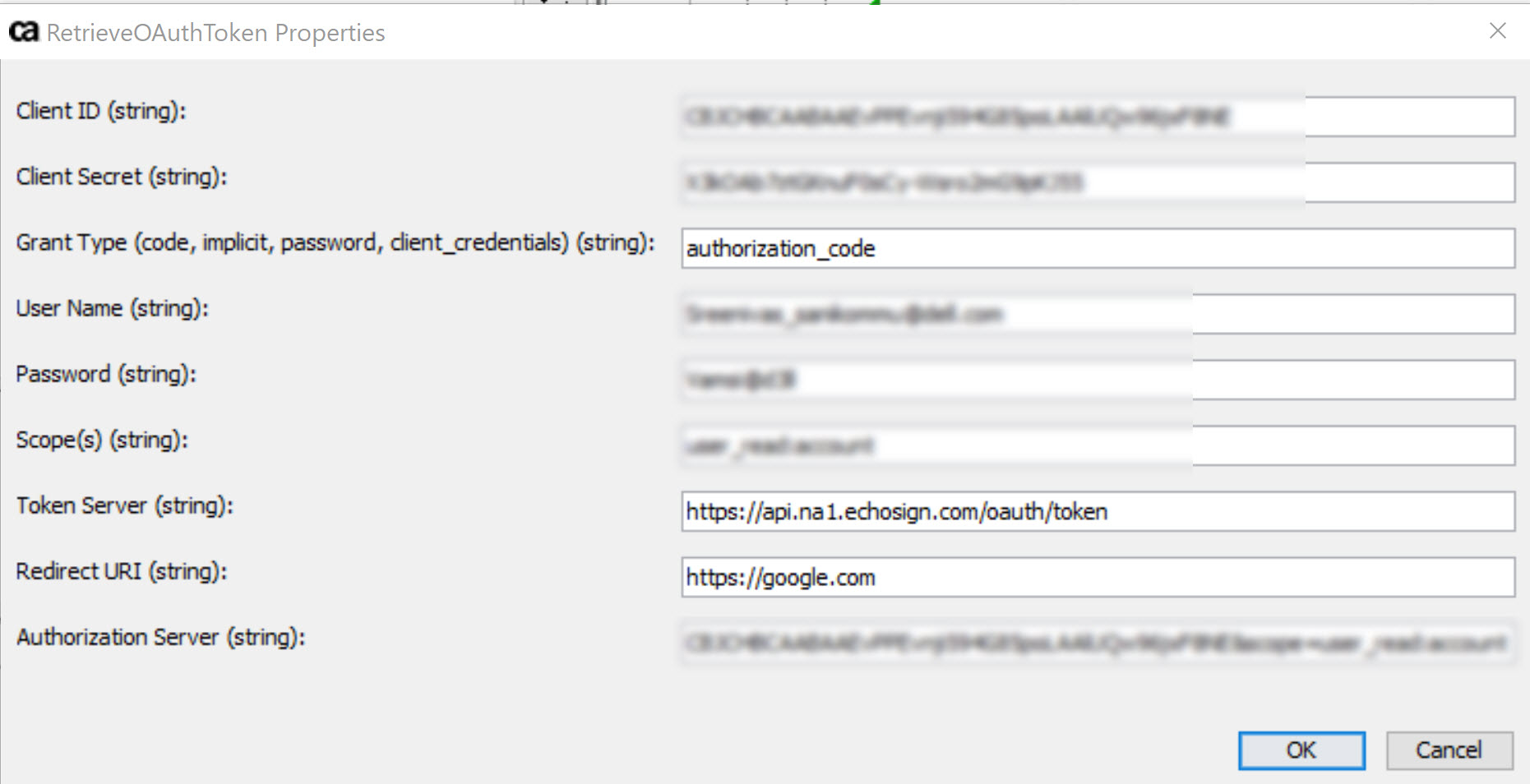 RetrieveOauthToken Assertion outputs missing parameters | Layer7 API Management