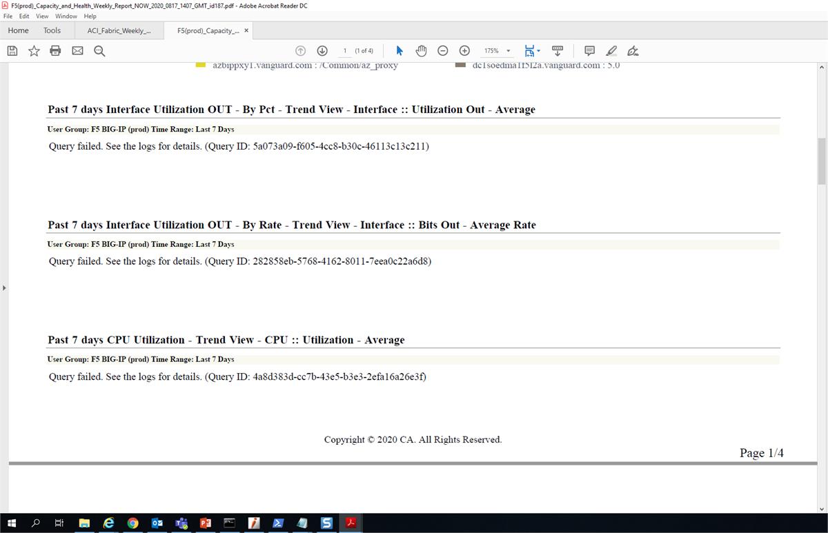 Query failed from email reports | DX NetOps