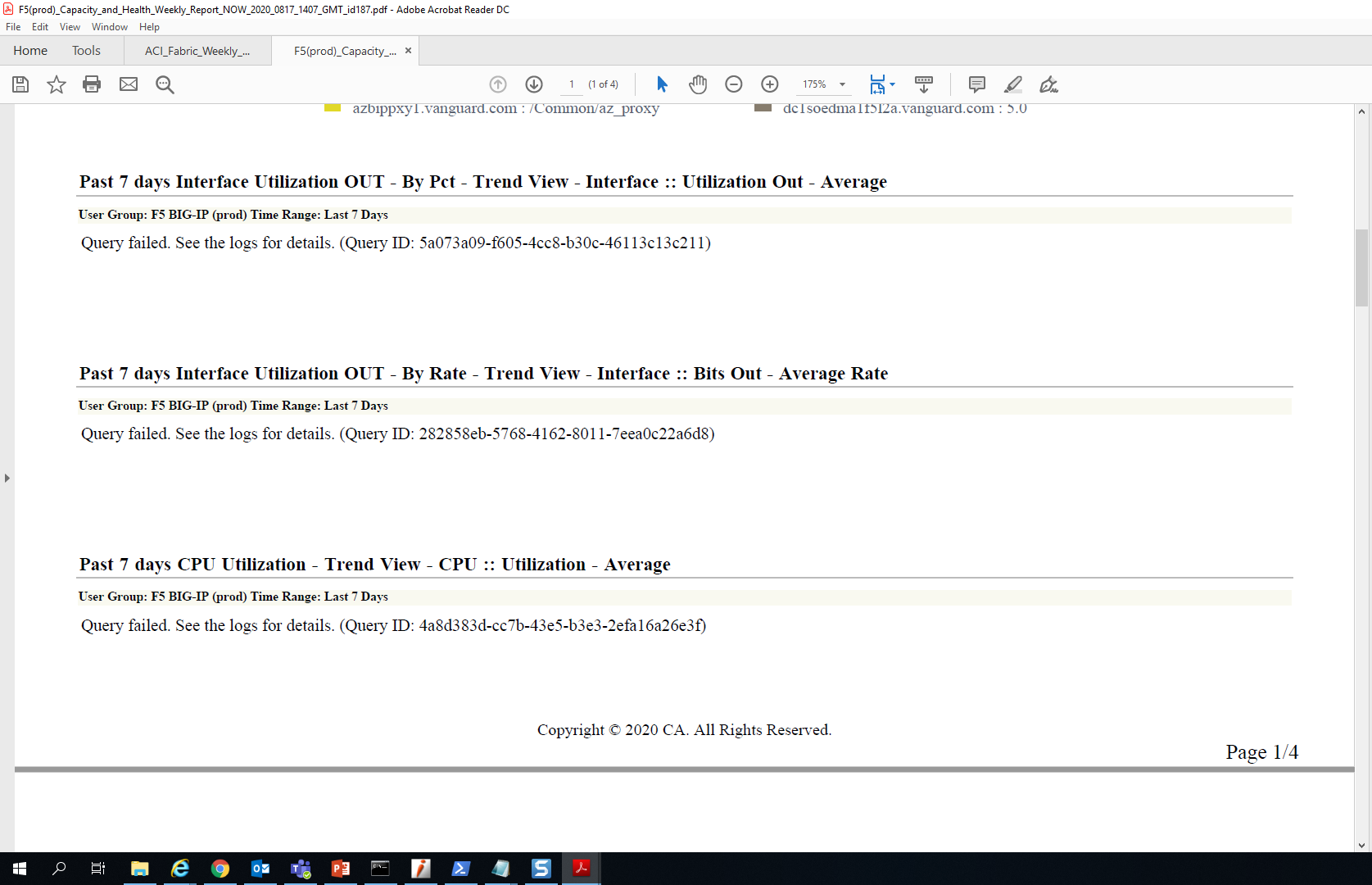 Query failed from email reports | DX NetOps