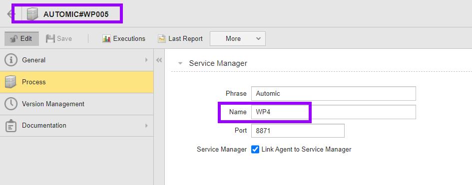 Configuring service manager details for AE server processes | Automic ...