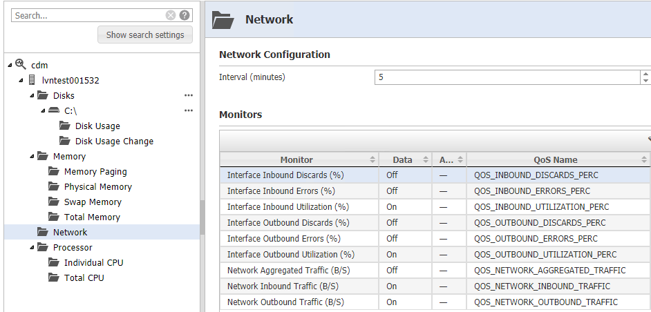 add CDM QOS for network and disk metrics | DX Unified Infrastructure Management