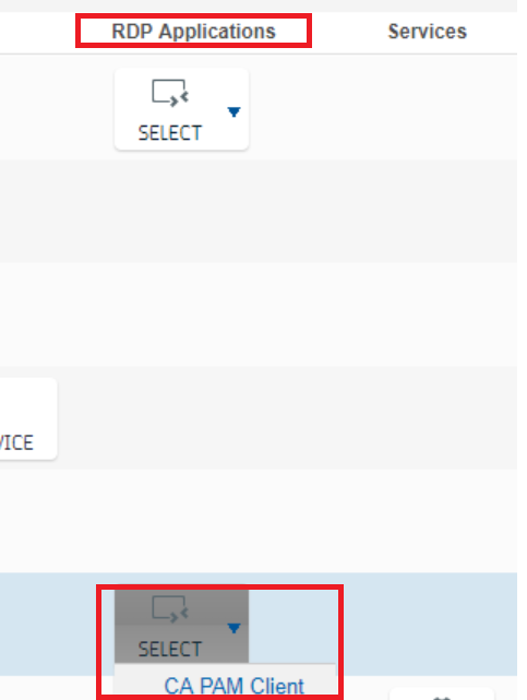 Launching PAM Client using "Manage RDP Application" as a Service ...
