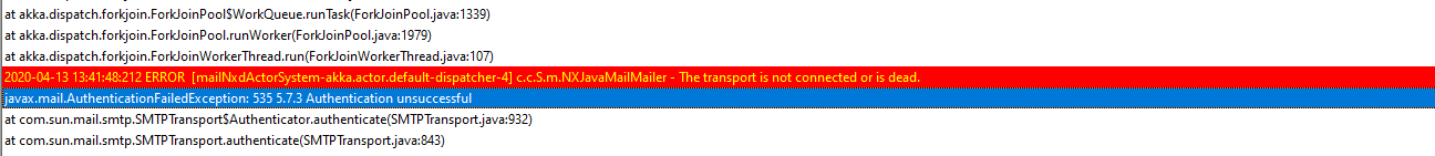 javax.mail.AuthenticationFailedException: 535 5.7.3 Authentication unsuccessful | CA Service ...